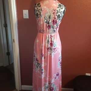 Dresses | Womens Racerback Style Maxi Floral Dress Pinkl | Poshmark